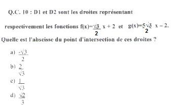 Proposition de correction QCM controleur douanes maths 2012